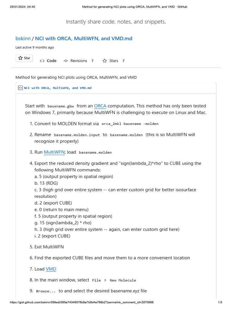 Method For Generating NCI Plots Using ORCA, MultiWFN, and VMD GitHub ...