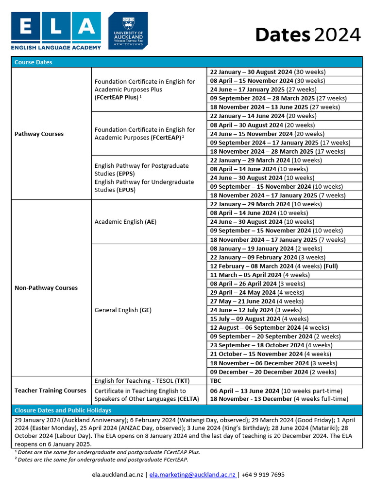 ELA Dates | PDF