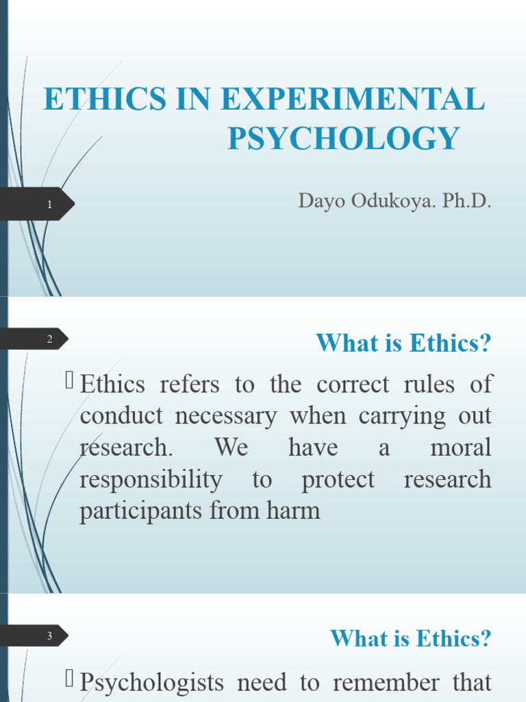 Ethics in Experimental Research | PDF | Informed Consent | Psychology