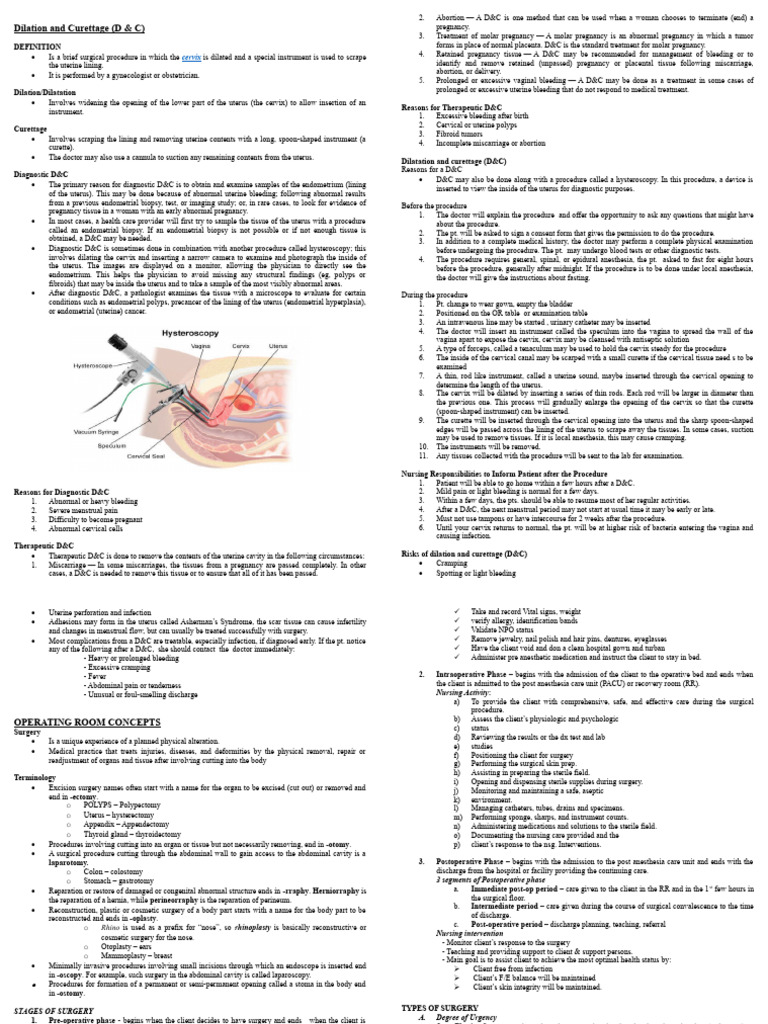 Dilation and Curettage | PDF | Surgery | Medical Specialties
