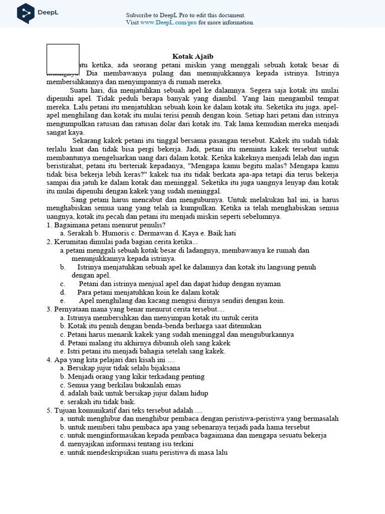 Latihan Soal Narrative Id | PDF