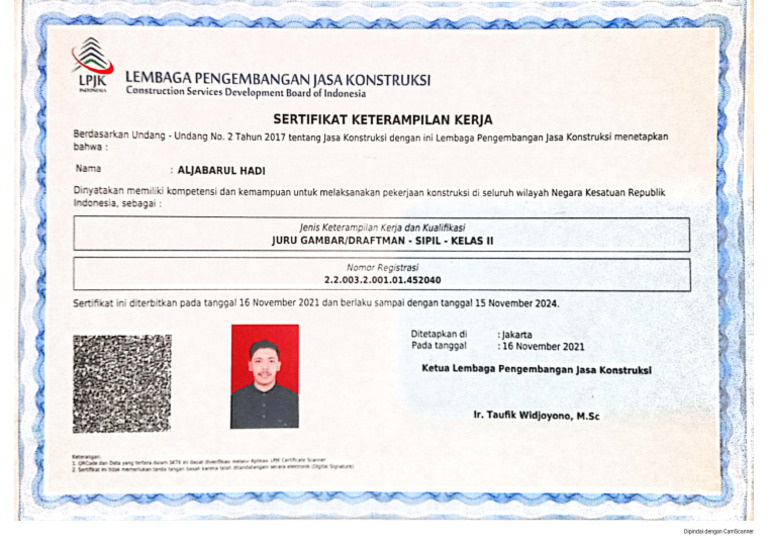 Sertifikat Kompetensi Juru Gambar Hadi | PDF