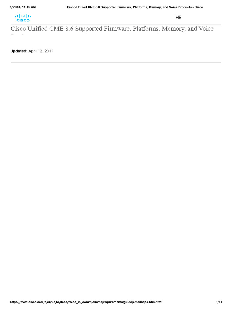 cisco-cme-8.6-compatibility-matrix | Download Free PDF | Telecommunications | Computer Networking