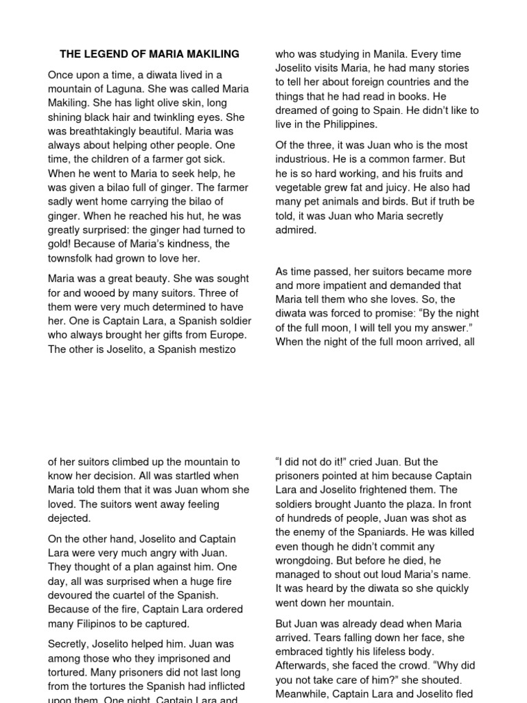 Filipino Folklore: Maria Makiling | PDF