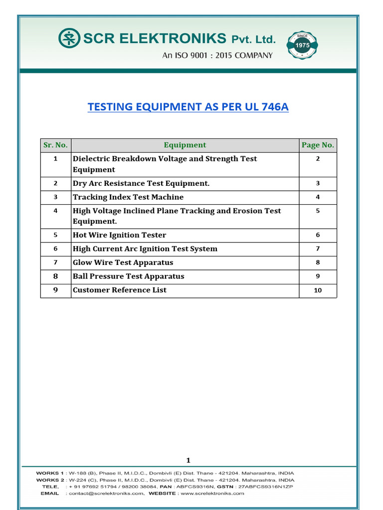 Sample Testing-Equipment-as-per-UL-746 | PDF | Electric Arc ...