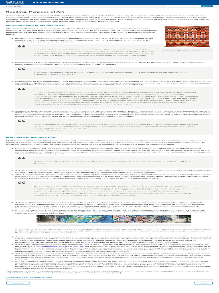 MODULE 1 - Motivated and Non-Motivated Functions of Art | PDF ...