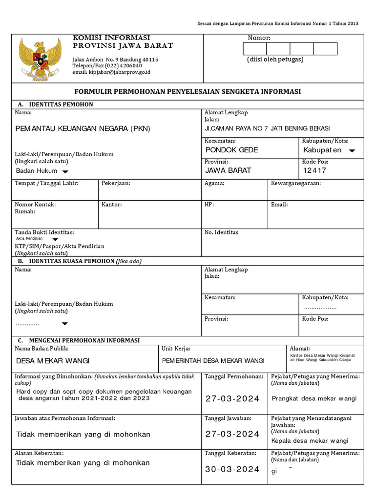 Formulir PPSI PERKI BARU | PDF