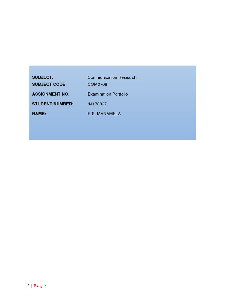 COM3706 - Examination Portfolio | PDF | Advertising | Methodology