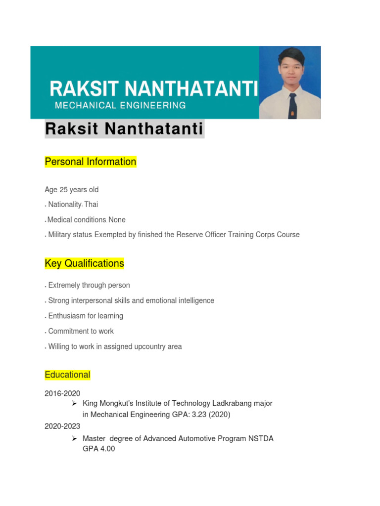 Engineering Career Profile | PDF | Mechanical Engineering | Engineering