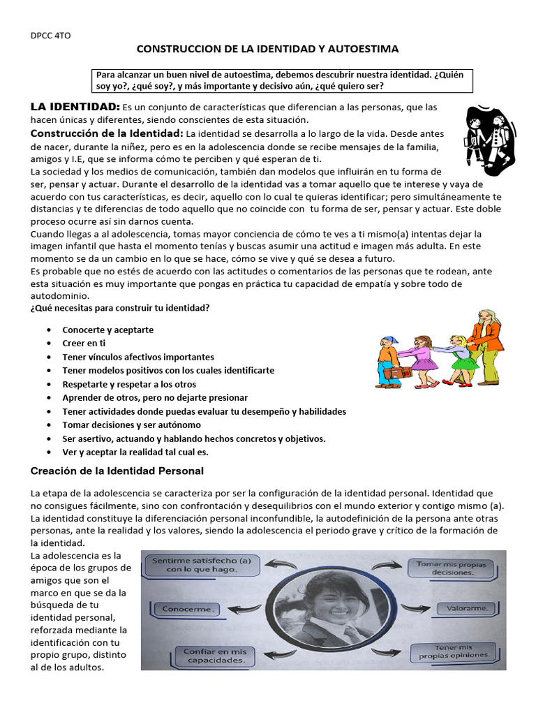 Tema 5 CONSTRUCCION DE LA IDENTIDAD Y AUTOESTIMA | PDF | Autoestima ...