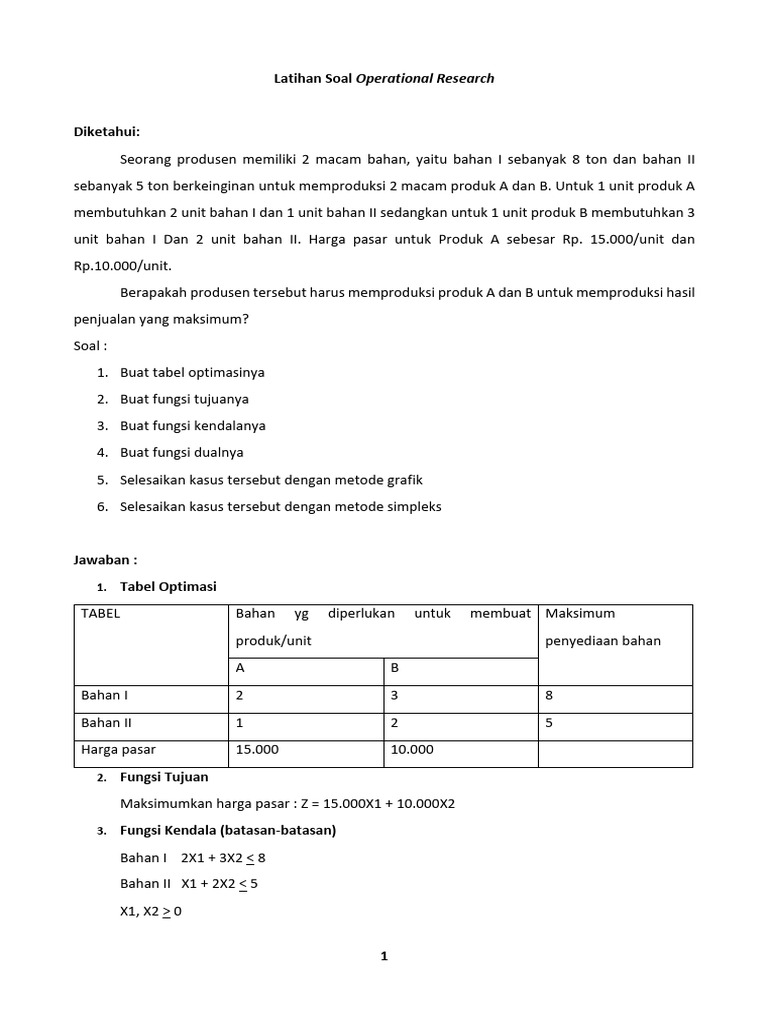 Latihan Soal - Operational Research | PDF