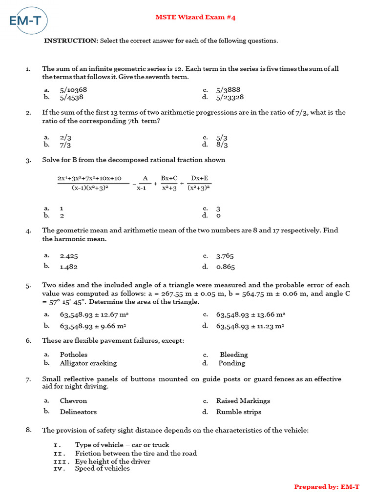 MSTE Wizard #4 | Download Free PDF | Mean | Mathematics