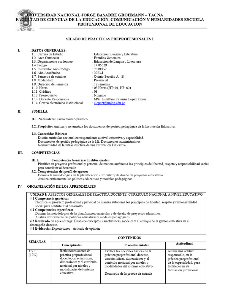 Prácticas Preprofesionales Educación 2023 | PDF | Plan de estudios ...