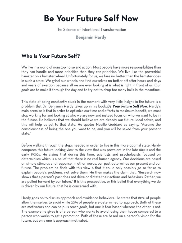 Be Your Future Self Now - Book Summary | PDF