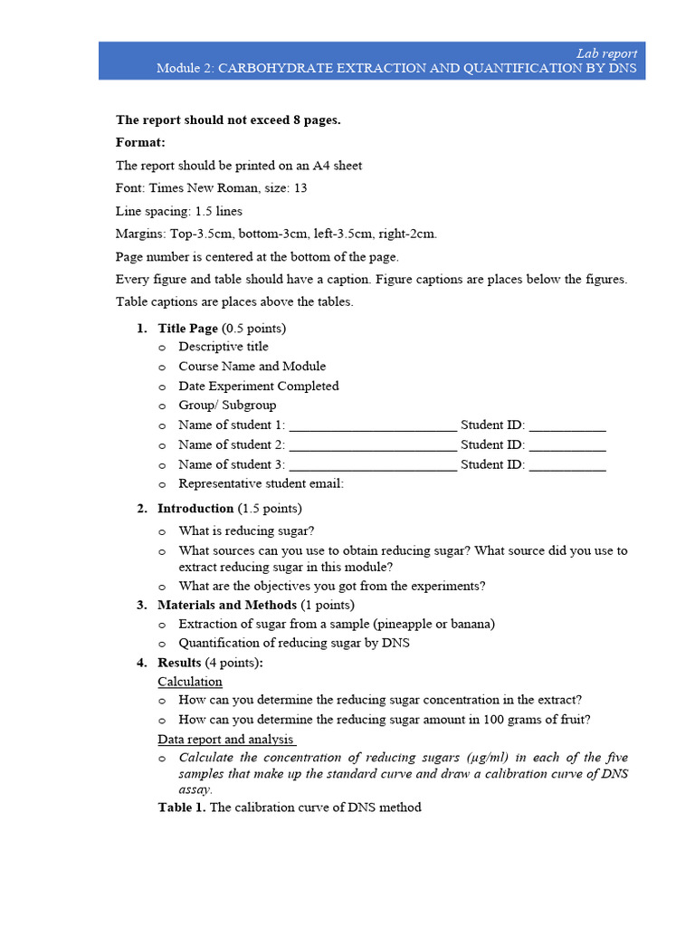 Report Template 1 - Reducing Sugars | PDF | Carbohydrates