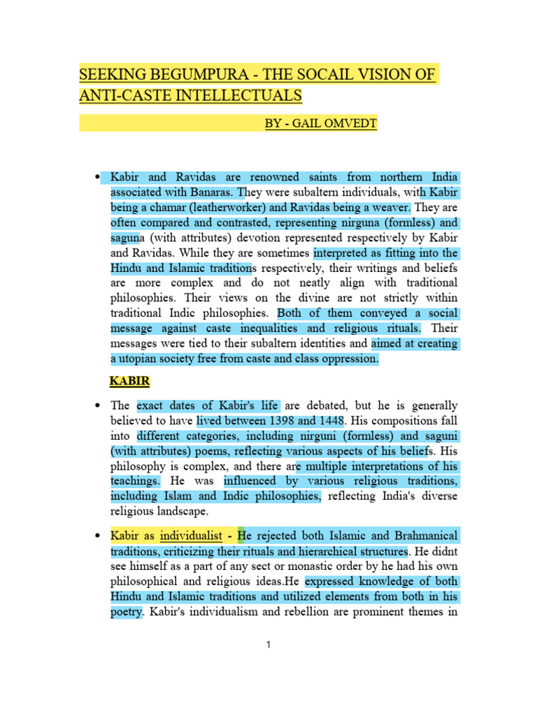 Begumpura Caste Inequality Unit6 | PDF | God