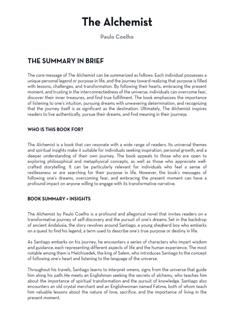 The Alchemist - Book Summary | PDF