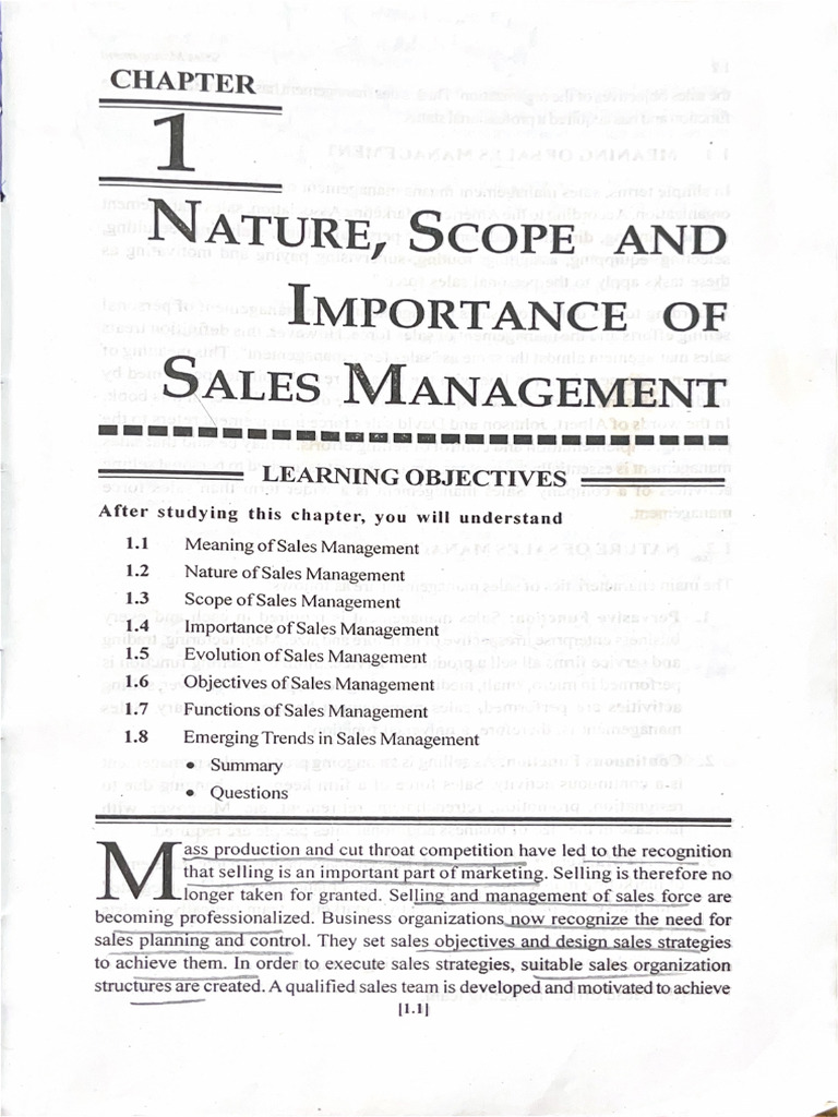 Unit 1 Sales Management | PDF