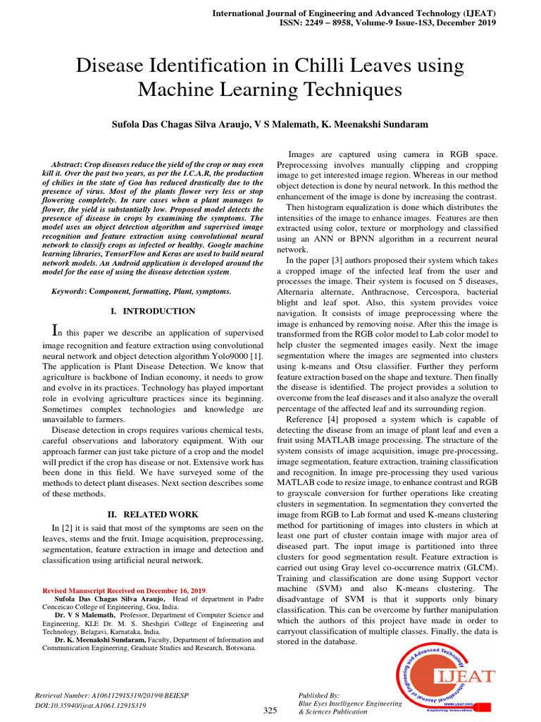 Disease Identification in Chilli Leaves | PDF | Image Segmentation ...
