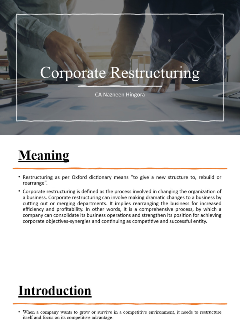 Corporate Restructuring | PDF | Mergers And Acquisitions | Strategic Management