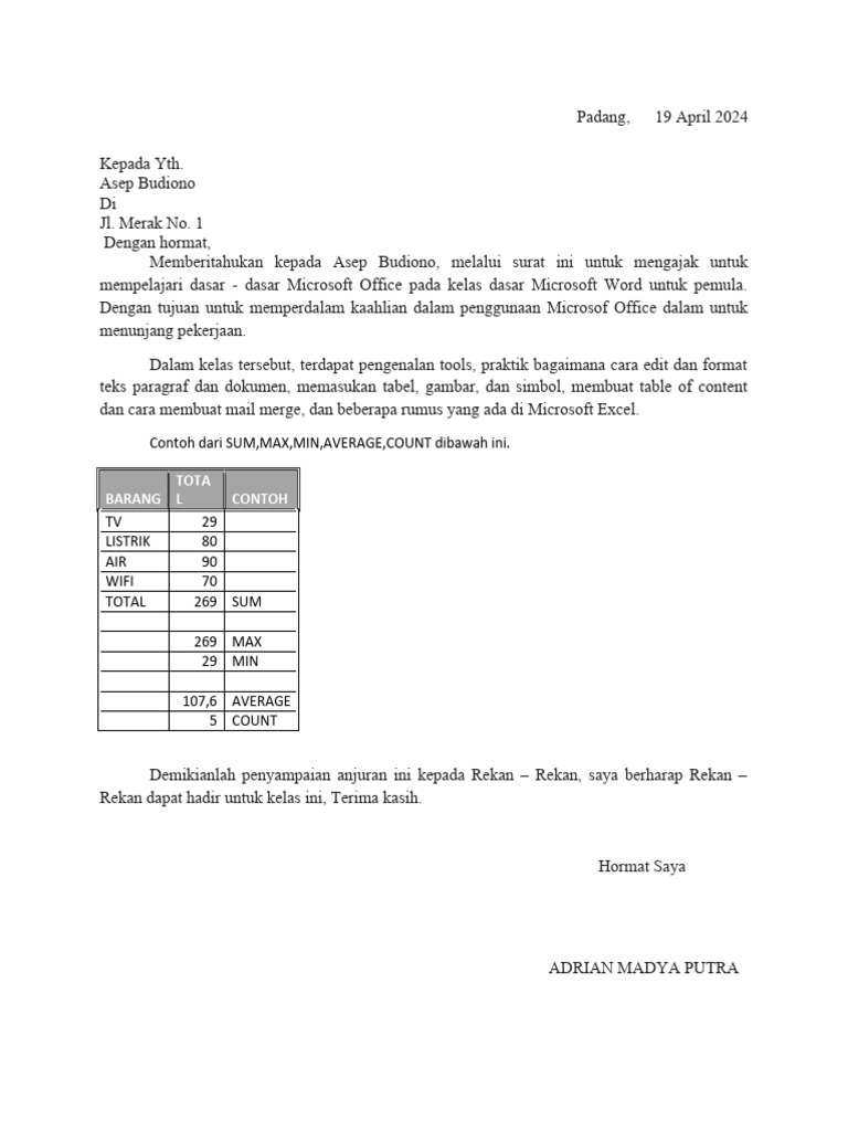 Membuat Surat Dengan Mail Merge Adrian | PDF | Seni