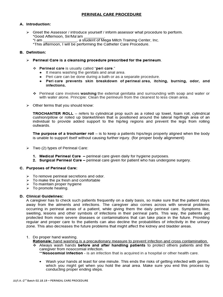Essential Perineal Care Guidelines | PDF | Labia | Hospital Acquired ...