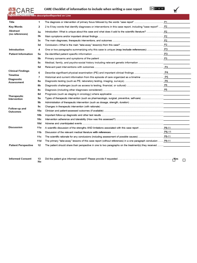 CARE Checklist English 2013 PDF | PDF | Medical Diagnosis | Health Sciences