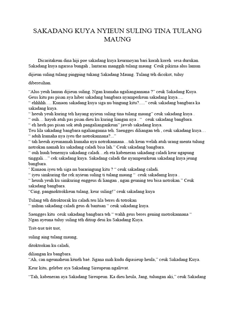 SAKADANG KUYA Teks Dongeng | PDF