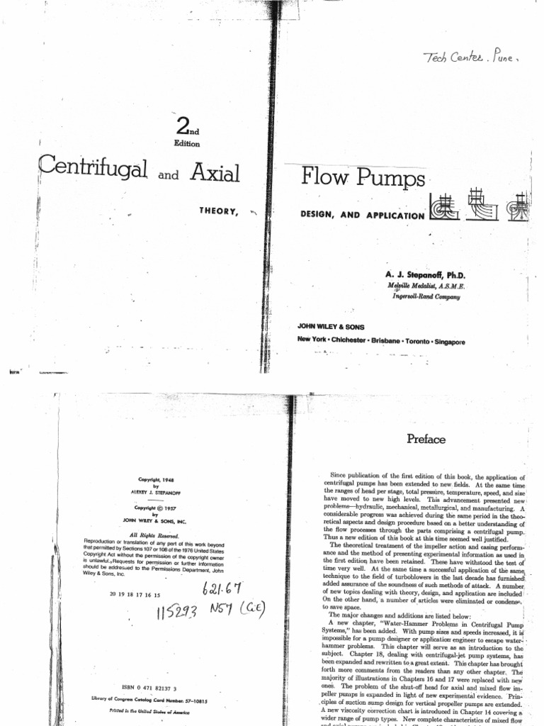 1-Centrifugal & Axial FlowPumps-by Stepanoff | PDF