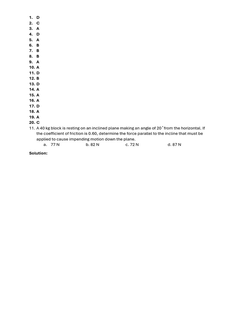 Answer Key | PDF | Friction | Applied And Interdisciplinary Physics