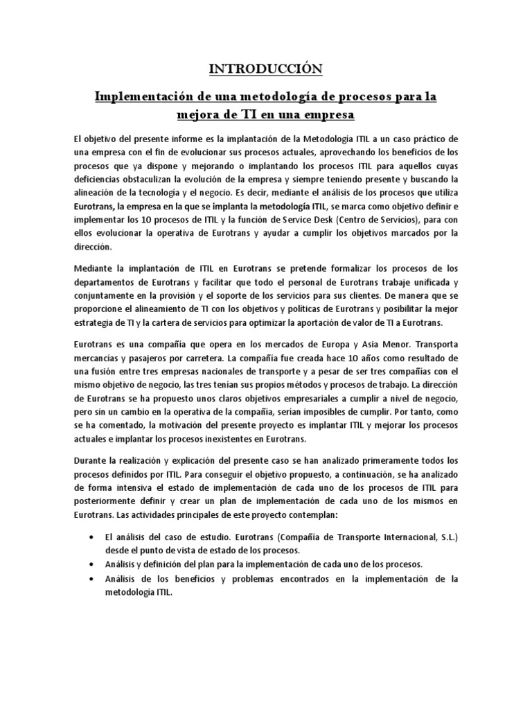 Caso Practico - Metodologia Itil | PDF