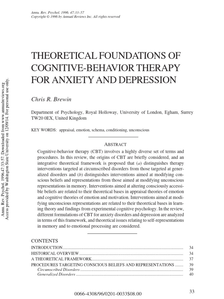 Brewin 1996 | PDF | Cognitive Behavioral Therapy | Psychotherapy