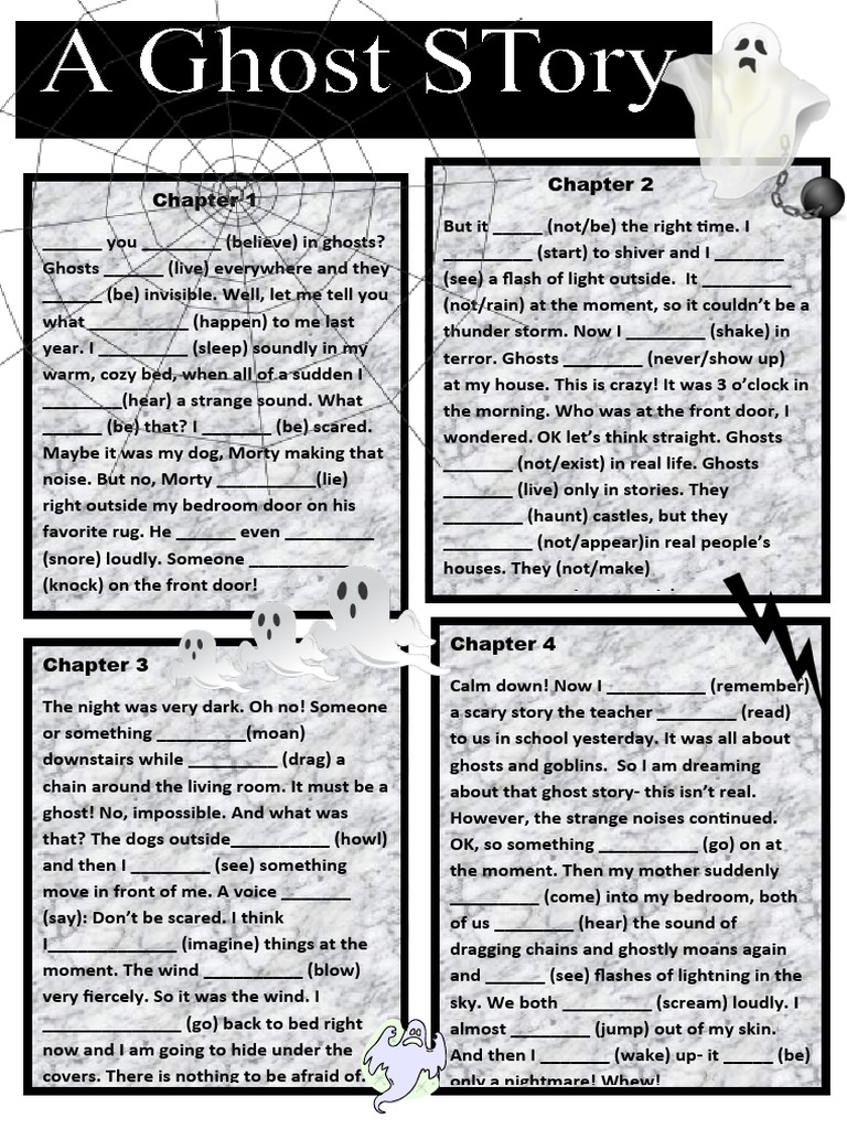 ghost-story-tense-review-with-key_present and past tenses | PDF | Ghosts