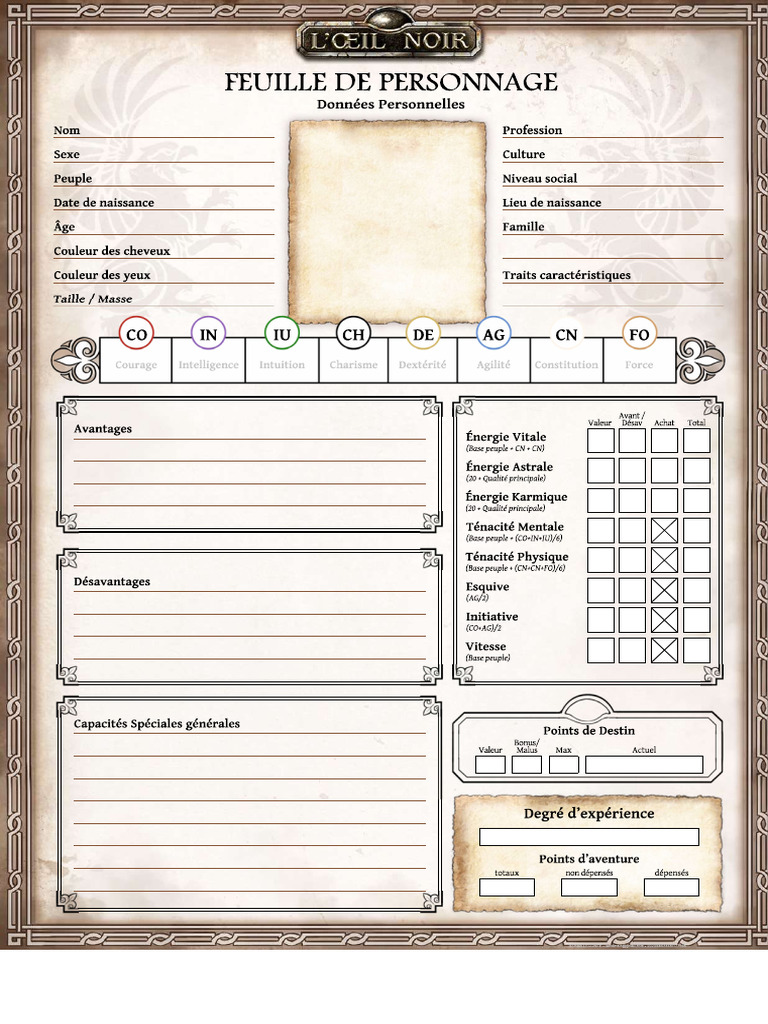 Feuille-de-personnage | PDF