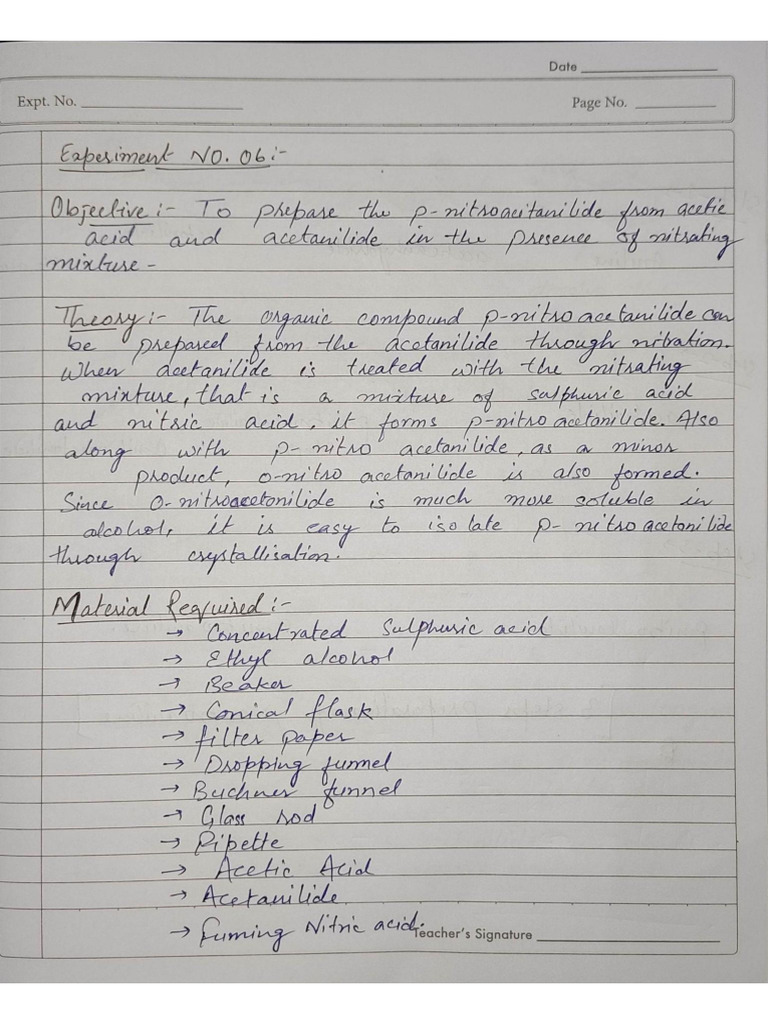 Experiment No.06 (P-Nitroacetanilide) | PDF