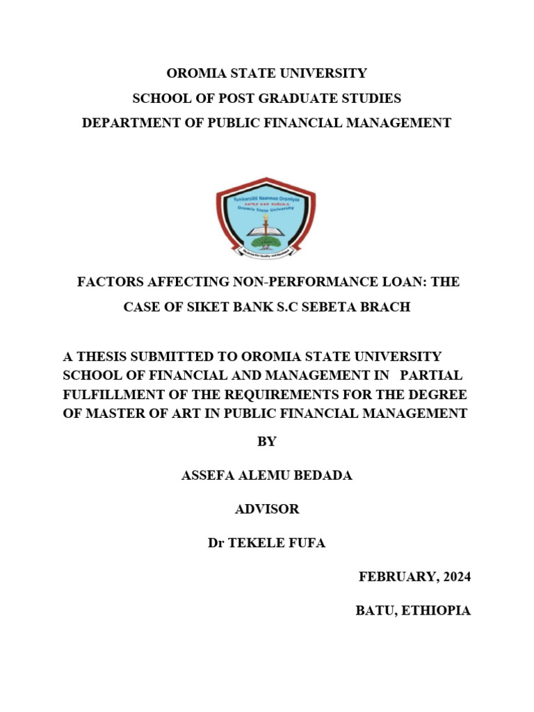 Research Asefa.Alemu 2024 | Download Free PDF | Loans | Debt