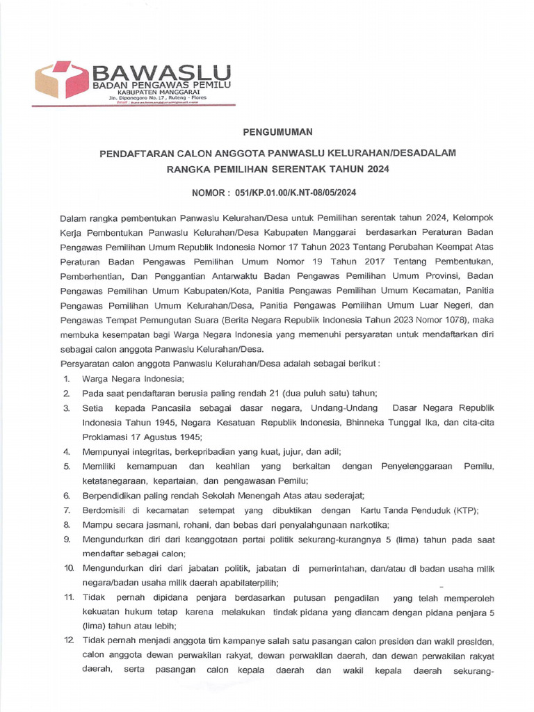 Pengumuman Perekrutan PKD | PDF