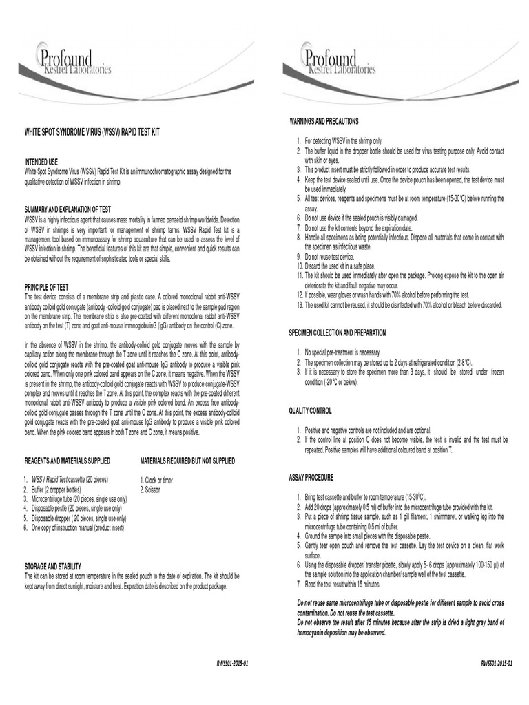 WSSV Rapid Test Kit Overview | PDF | Infection | Medical Specialties