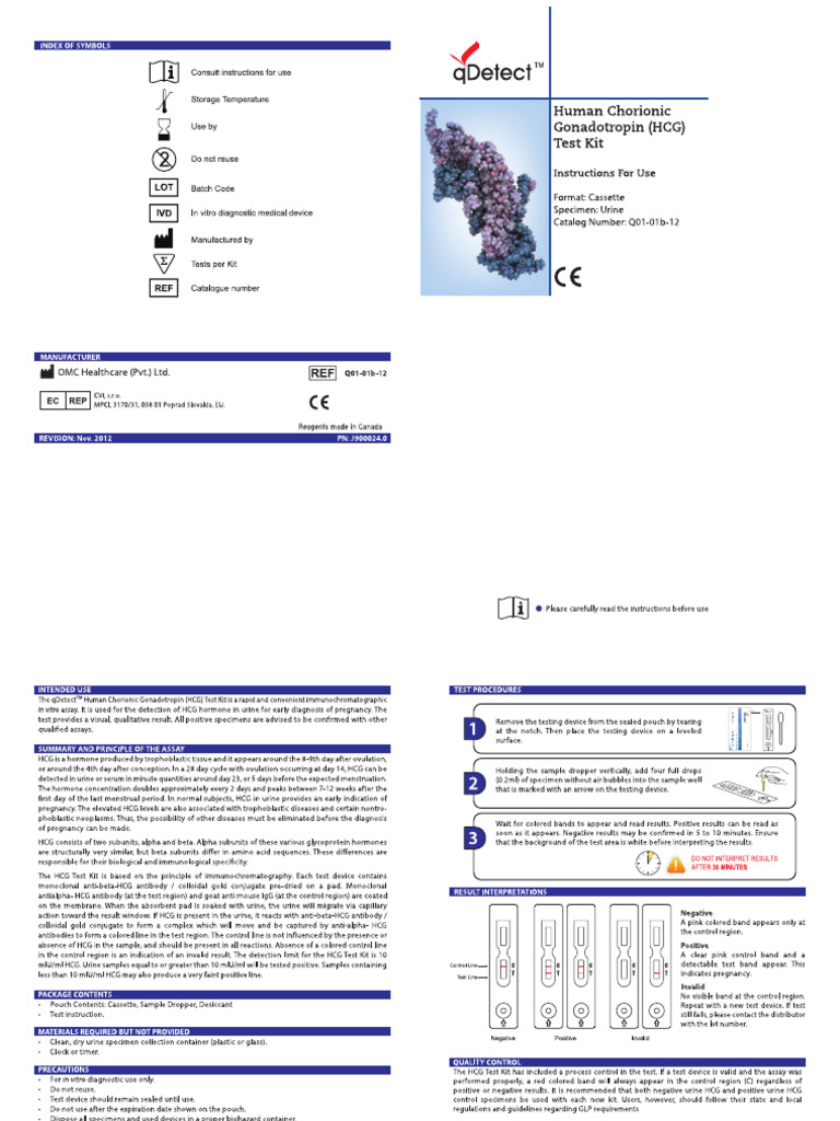 Hormone HCG Ultra Cassette Test Without Address | PDF