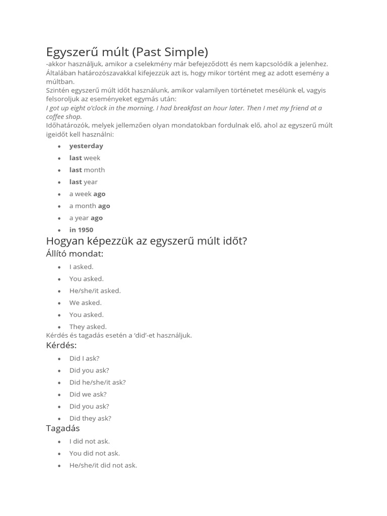 Egyszerű múlt | PDF