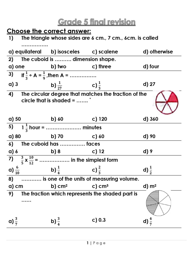 Grade 5 Final Revision NNN | PDF | Rectangle | Triangle