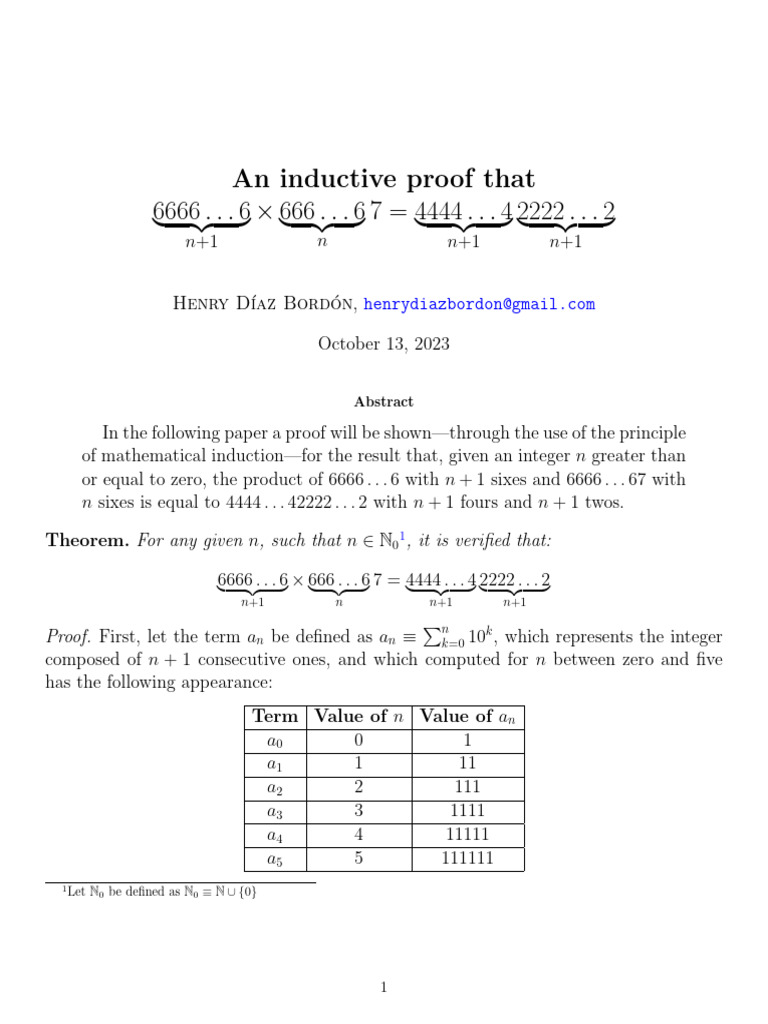 An Inductive Proof That Download Free Pdf Mathematical Proof Mathematics