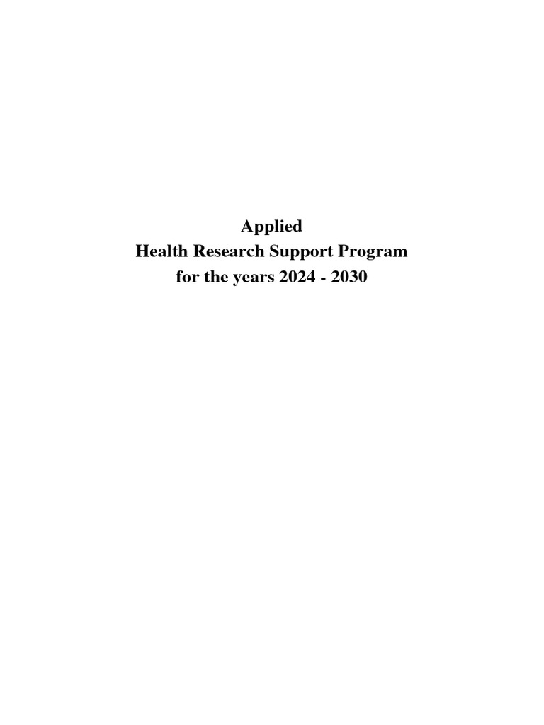 Applied Health Research Support Program For The Years 2024 2030 1 | PDF ...