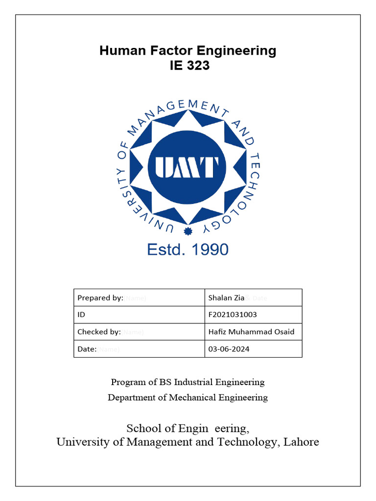 Human Factor Engineering Project-1 | PDF | Human Factors And Ergonomics