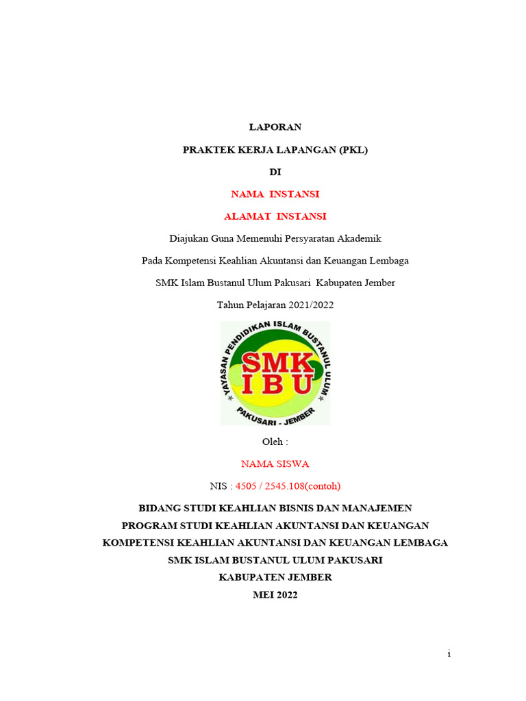 Laporan PKL Akuntansi SMK 2021/2022 | PDF | Bisnis | Pengelolaan ...
