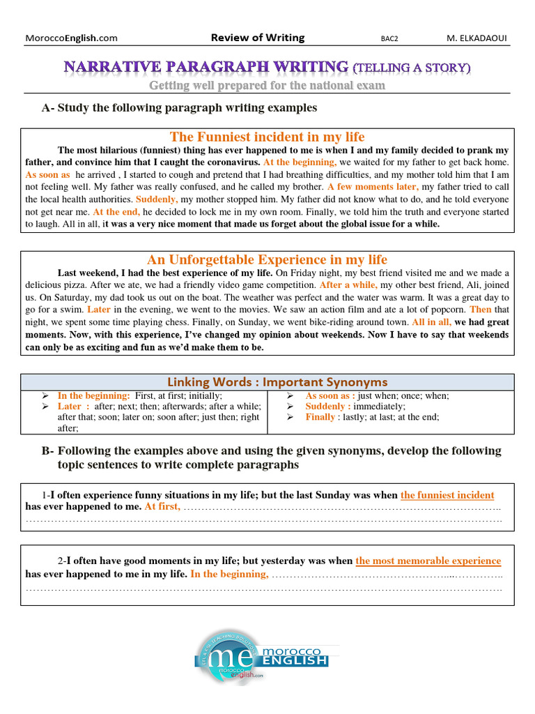 BAC Narrative Paragaph Writing | PDF | Language Arts & Discipline | Art