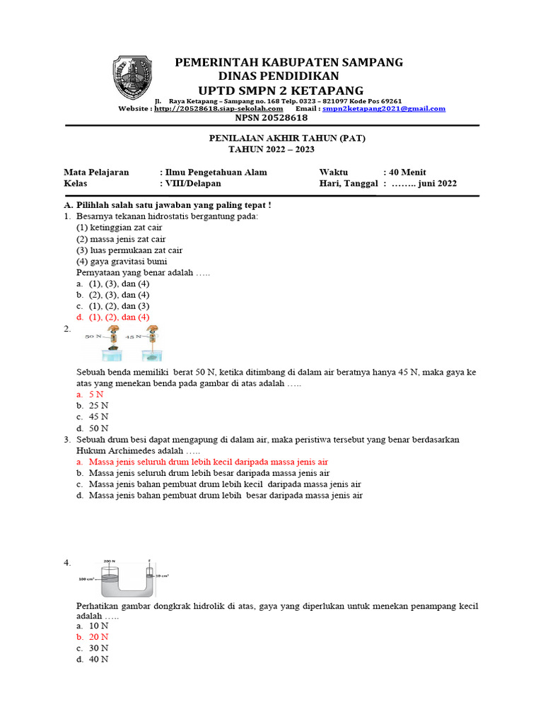 Soal Pat Ipa Kelas 8 Sem. Genap Ok | PDF | Seni