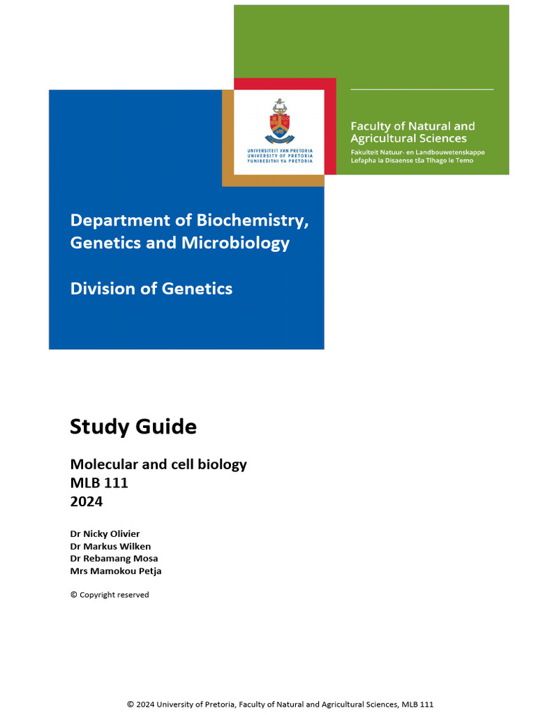 MLB 111 Study Guide 2024 v3 | PDF | Cell (Biology) | Biology