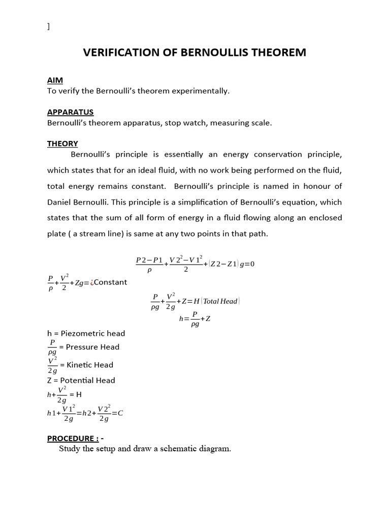 2a Bernoullis Theorem | PDF | Fluid Dynamics | Physics