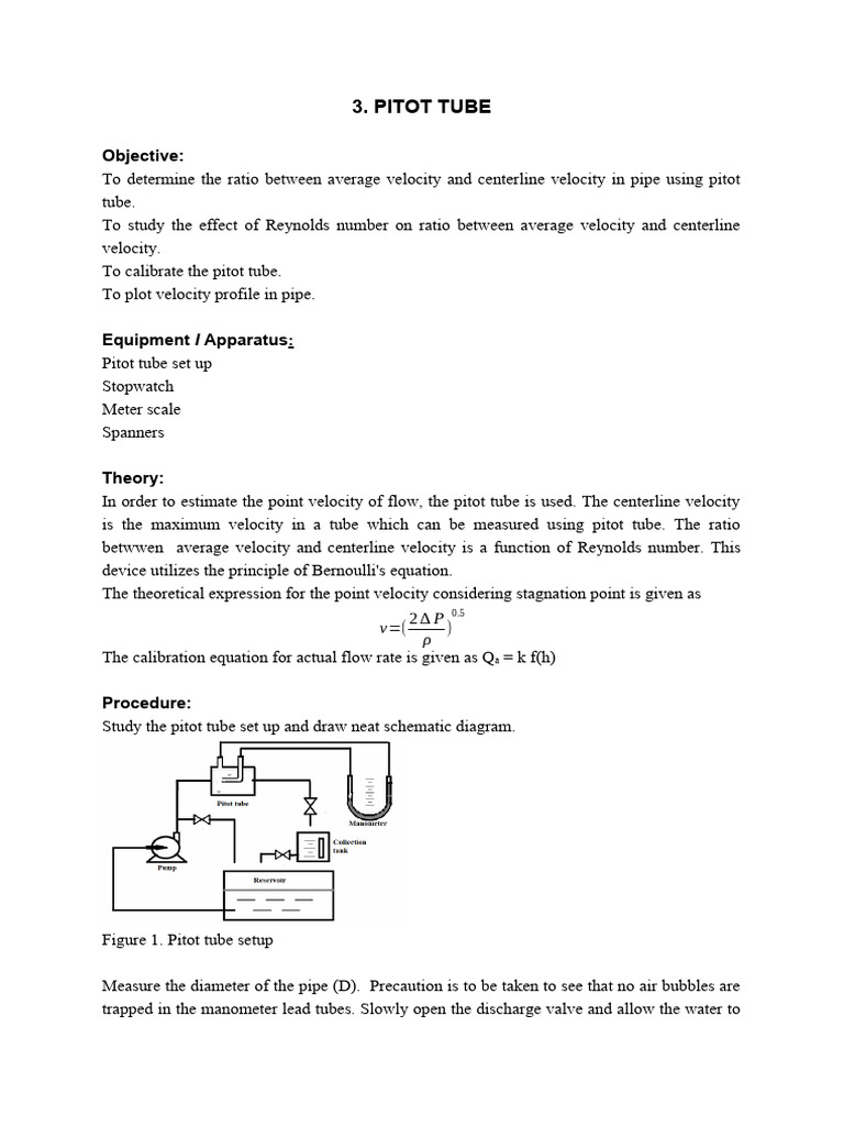 1a pitot tube | PDF | Flow Measurement | Fluid Dynamics